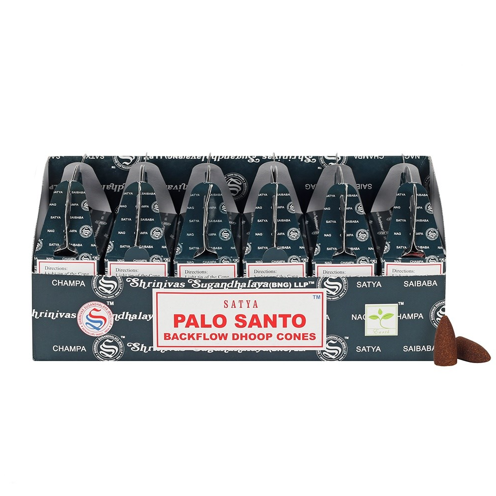 SATYA BACKFLOW DHOOP CONES PALO SANTO – 6PK - kakkar-wholesale